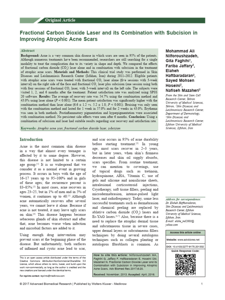 Fractional Carbon Dioxide Laser and Its.20 | PDF | Scar | Medicine