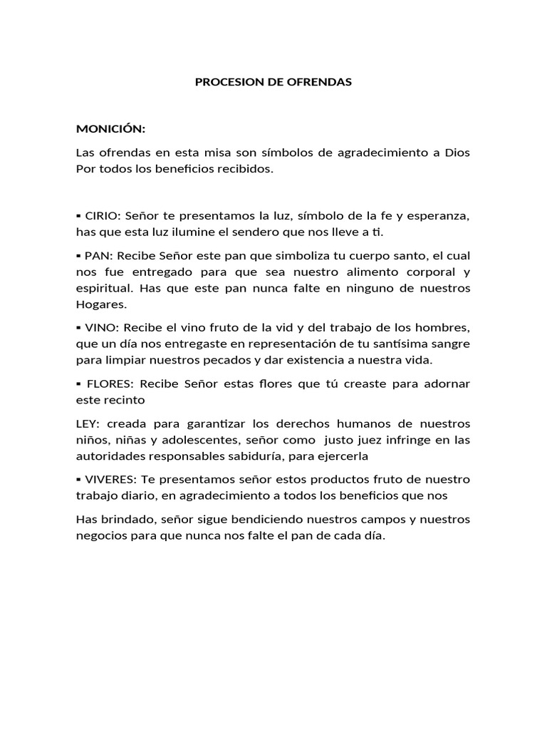 Procesion de Ofrendas | PDF