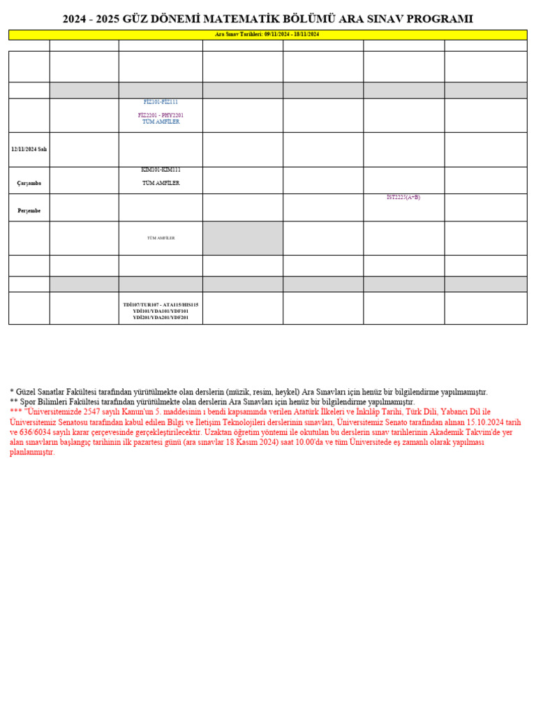 2024-2025-GUZ-DONEMI-ARASINAV-PROGRAMI-2 | PDF