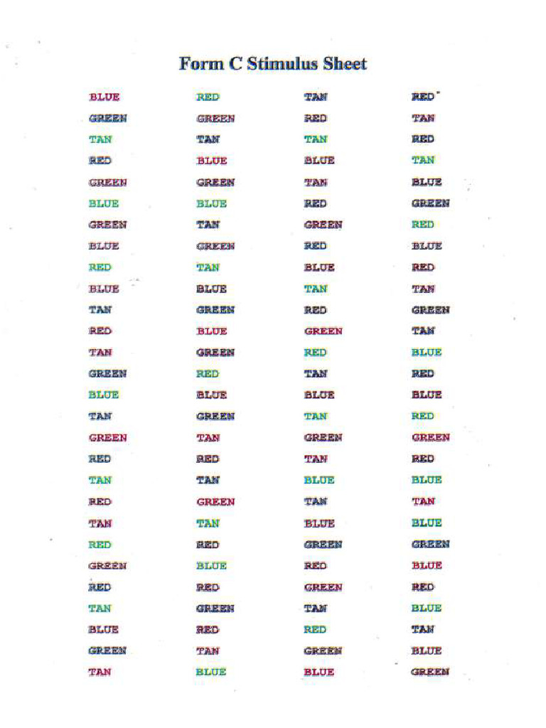 Form C Stimulus Sheet | PDF