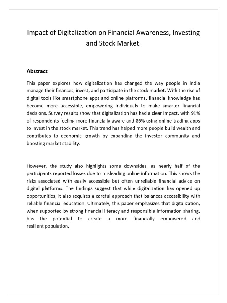 Impact of Digitalization On Financial Awareness | PDF | Stock Market ...