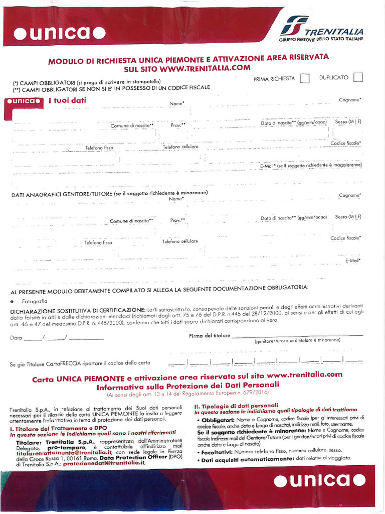Modulo Richiesta BIP | PDF
