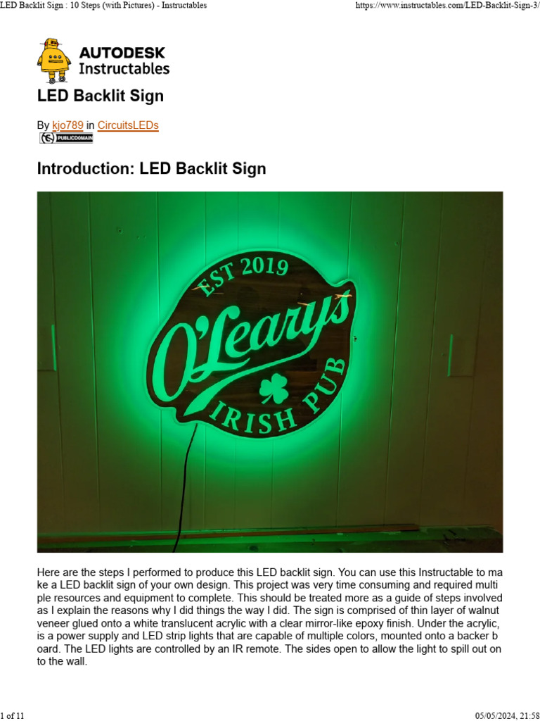 LED Backlit Sign 10 Steps (with Pictures) - Instructables | PDF ...