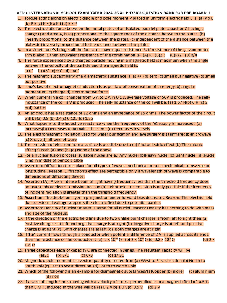 VIS_EY-25_XII_PHYSICS_QB[1] | PDF | Photoelectric Effect | Electromagnetic Radiation