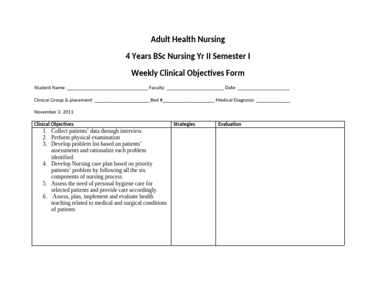 Clinical Objective WK 5 | PDF