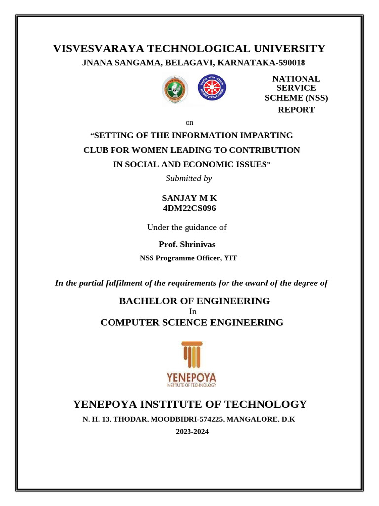 Nss Format 3rd Sem | PDF