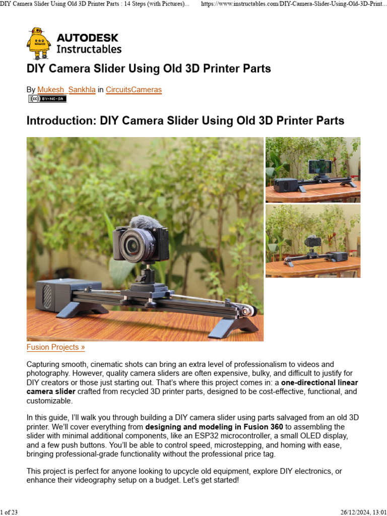 DIY Camera Slider Using Old 3D Printer Parts - 14 Steps (With Pictures) - Instructables | PDF ...