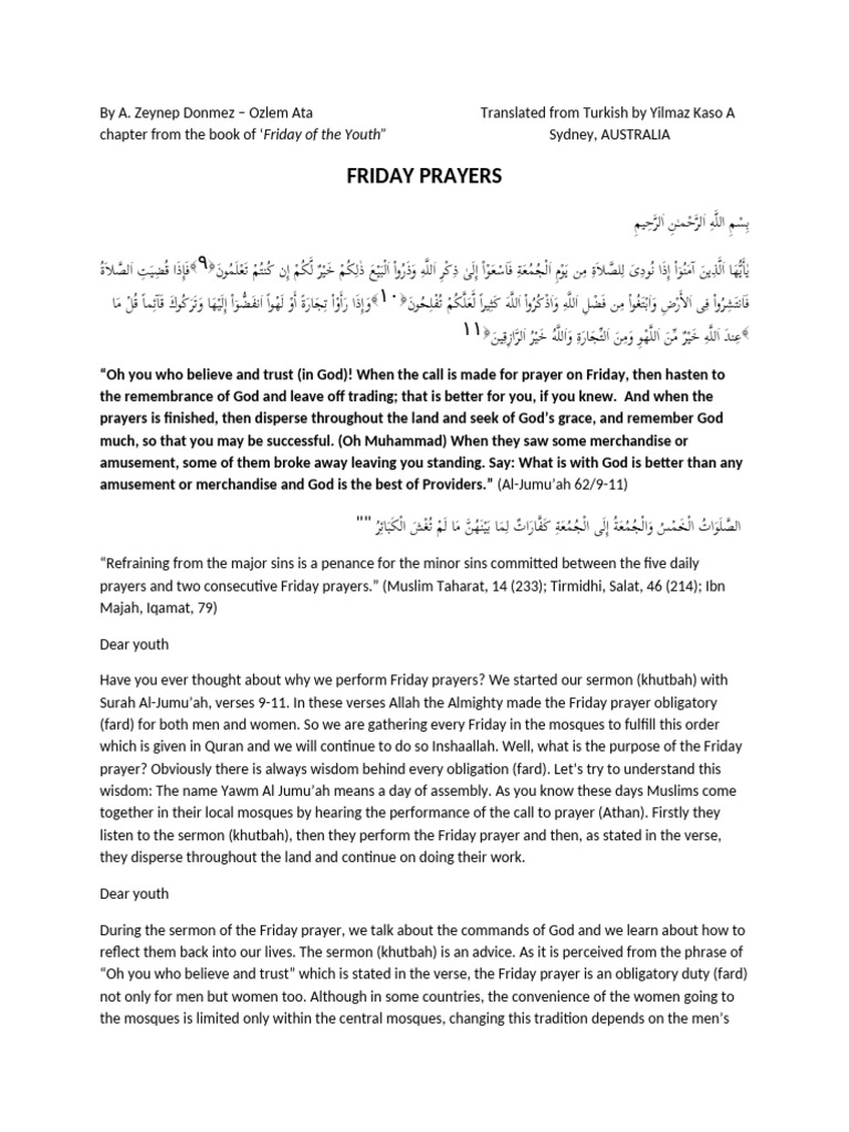 Friday Prayers | PDF | Abrahamic Religions | Semitic Words And Phrases