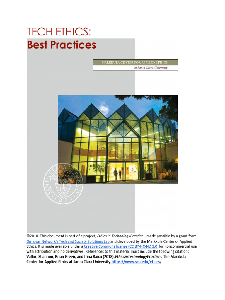 Tech Ethics Best Practices Guide | PDF | Risk | Privacy