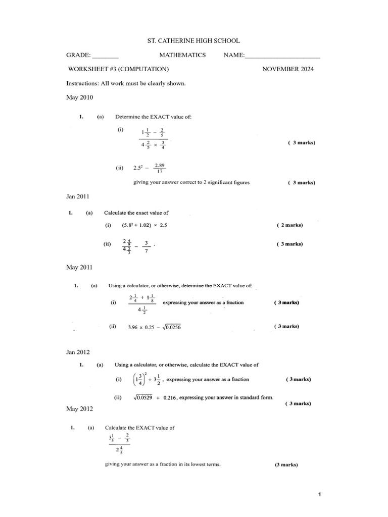Worksheet - 3 Computation - Google Docs | PDF