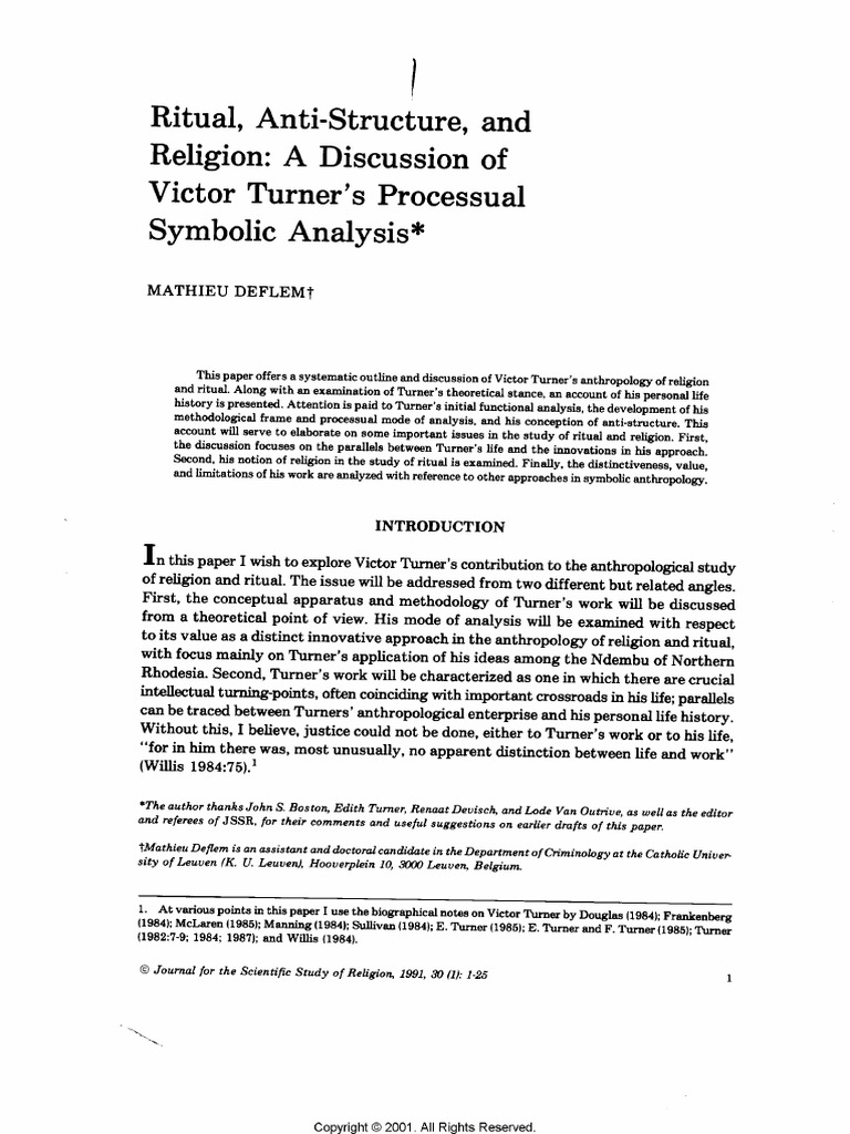 Ritual, anti-structure, and religion | PDF