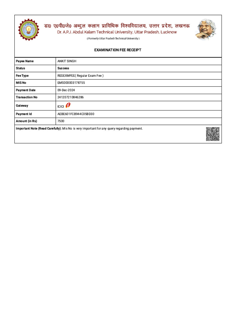 Ankit Singh payment receipt | PDF
