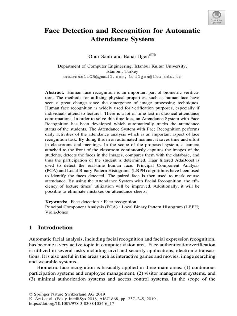 Face Detection and Recognition For Automatic Attendance System | PDF | Artificial Intelligence ...