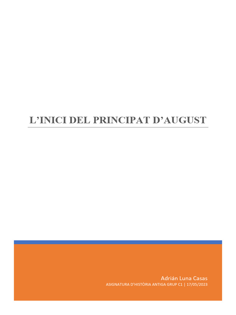 COMENTARI DE TEXT EL PRINCIPAT D'AUGUST PDF | PDF