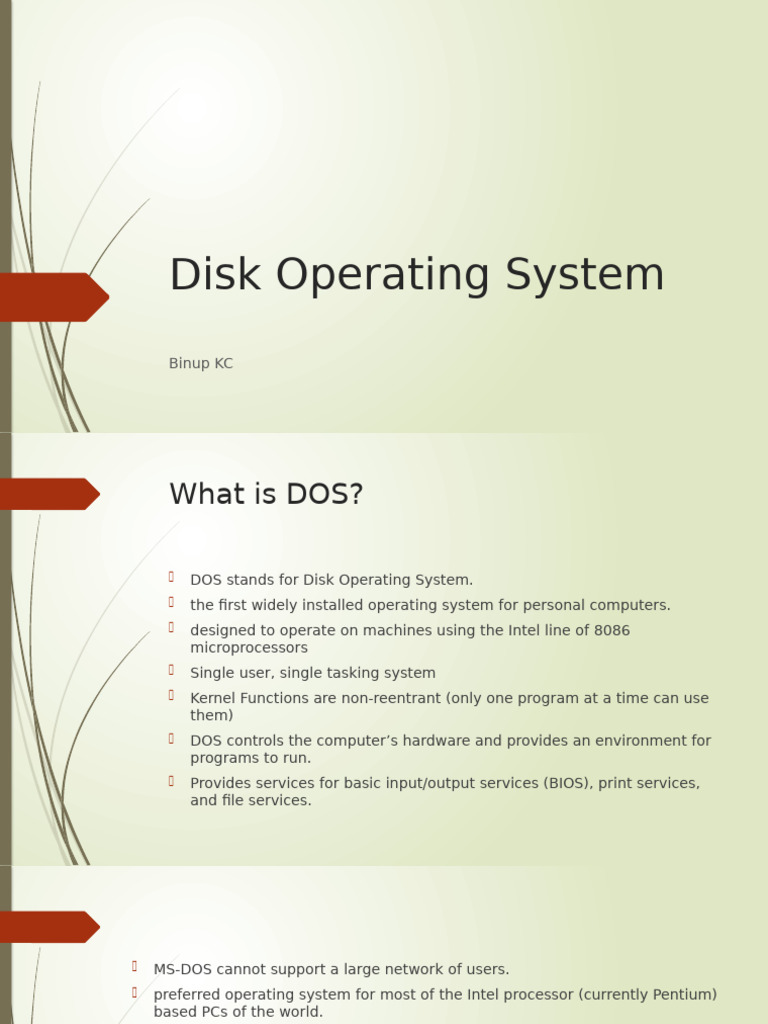 Disk Operating System (Presentation) | PDF | Dos | Operating System Disk Operating System (Presentation) | PDF | Dos | Operating System