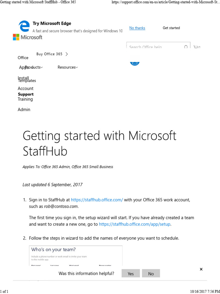 Getting Started With Microsoft StaffHub | PDF