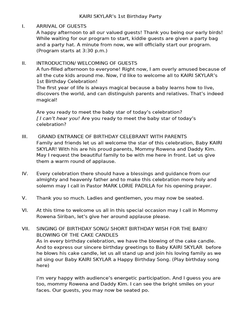 1st birthday | PDF | Birthdays