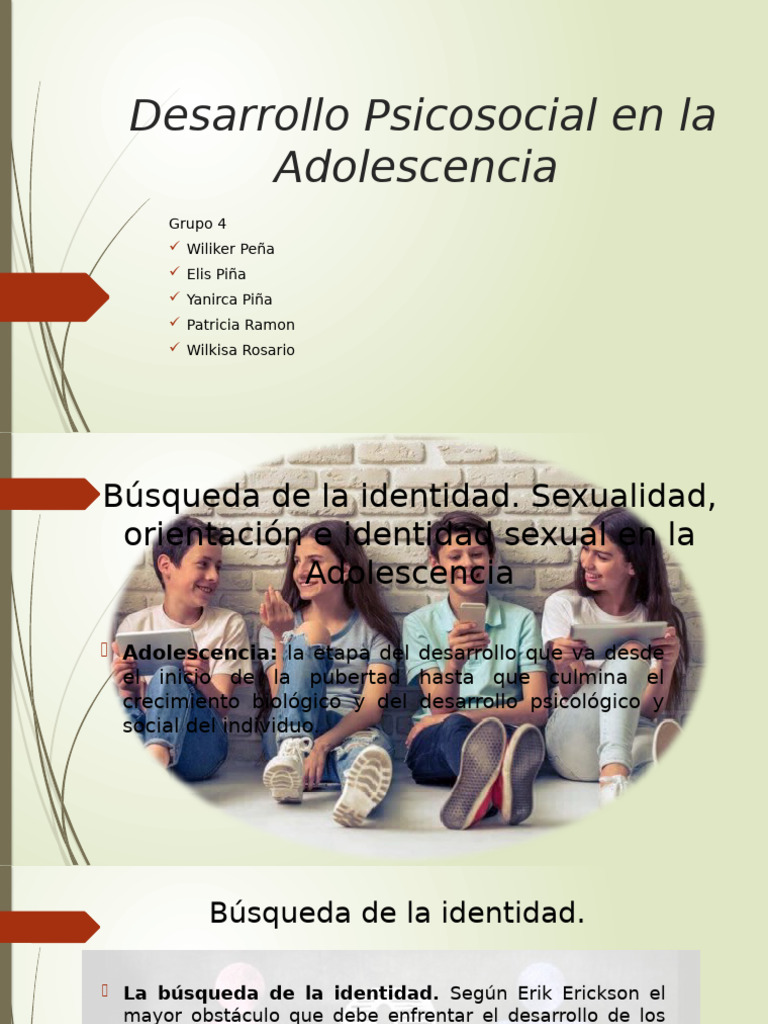 Exposicion Desarrollo psicosocial en la adolescencia (1) | PDF | Infección transmitida ...
