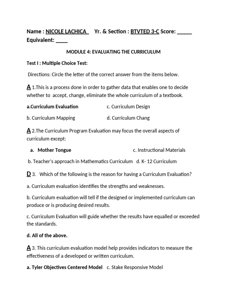 Module-4 | PDF | Curriculum | Evaluation