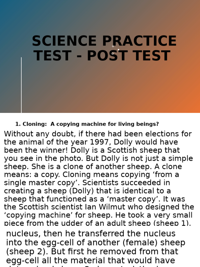 Pisa Science Practice Test Post Test | PDF | Inoculation | Zinc Oxide