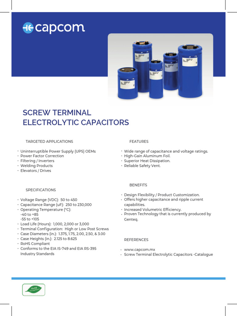 Screw Term Electrolytic Capacitors DS | PDF