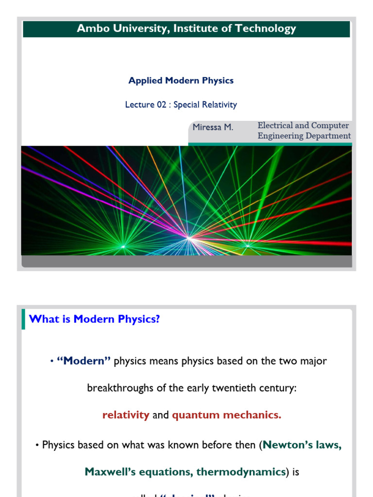 02 Special Relativity | PDF | Special Relativity | Luminiferous Aether