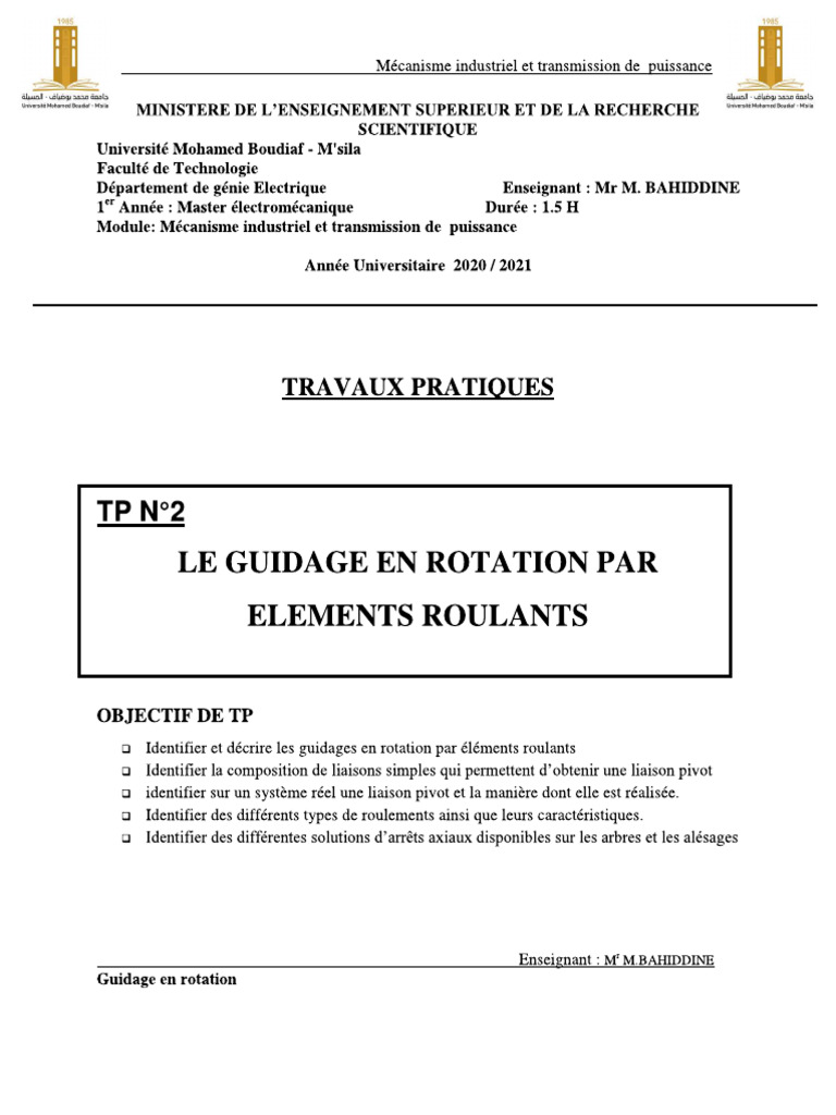 Guidage en Rotation Par Elements Roulants | PDF