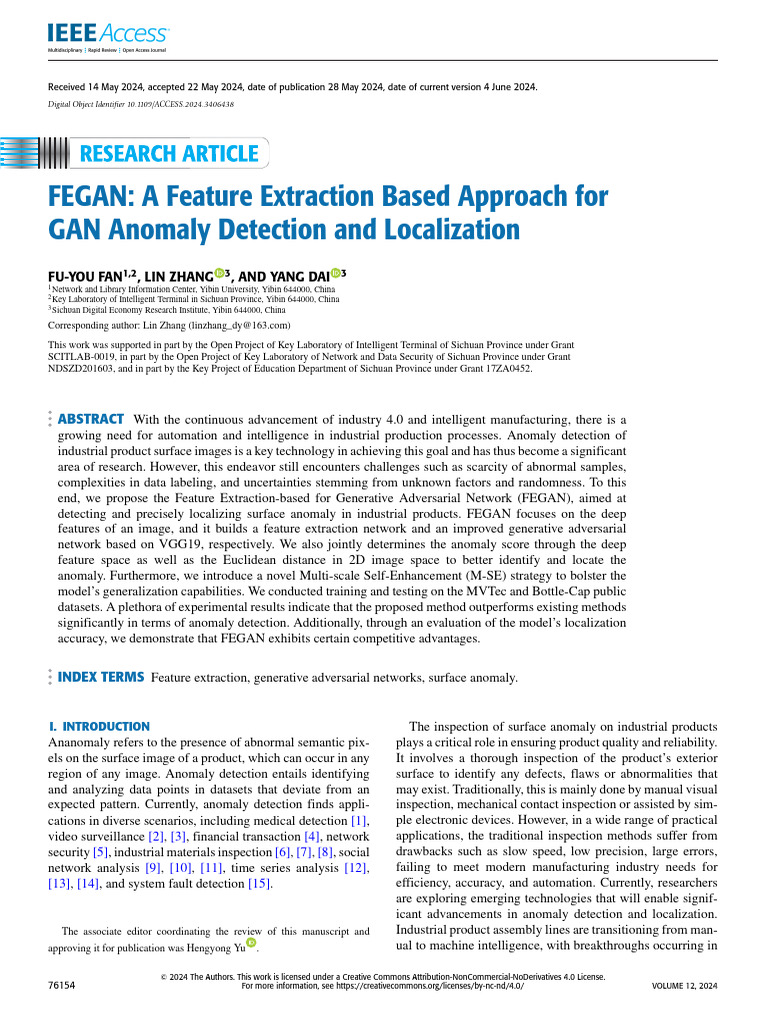 FEGAN - A Feature Extraction Based Approach For GAN Anomaly Detection and Localization | PDF ...