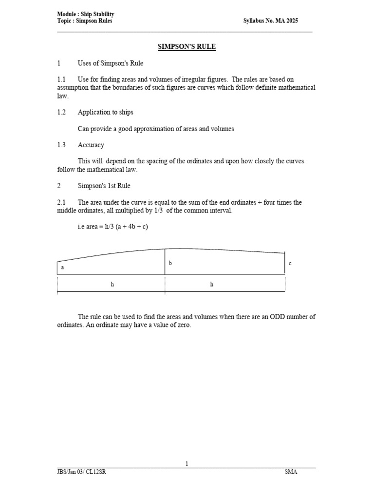 Simpson's rule | PDF | Integral | Area