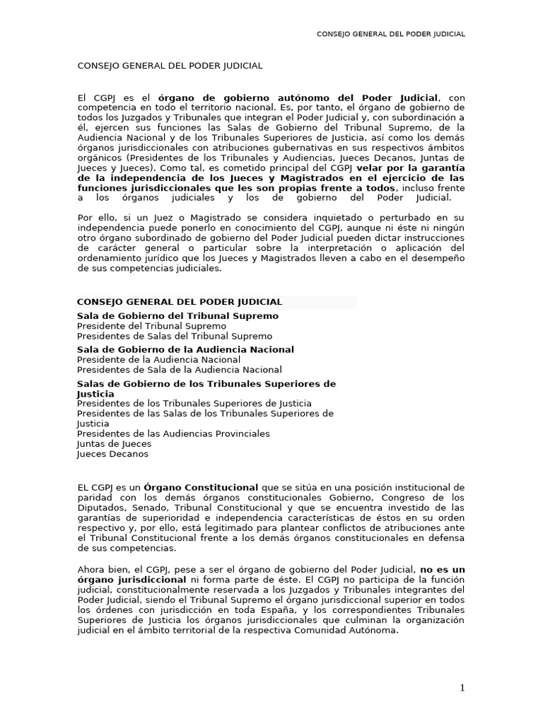 Funciones y Estructura del CGPJ | PDF | Judicaturas | Juez