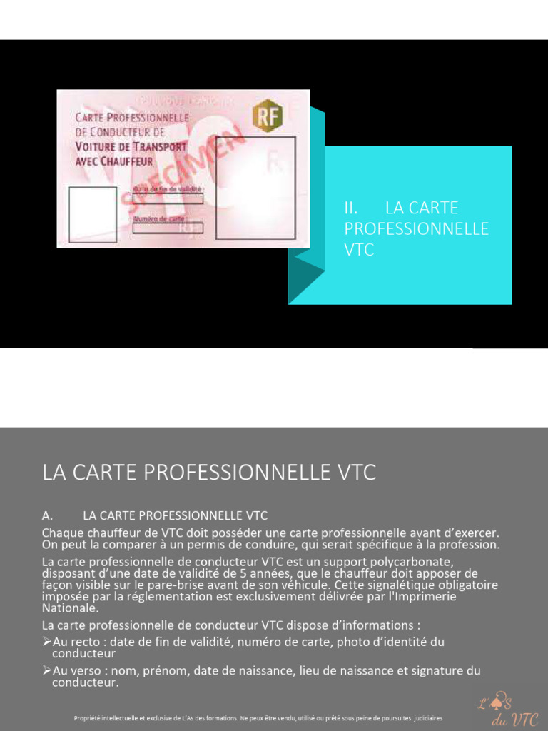 Carte Professionnelle VTC : Délivrance et Formation | PDF
