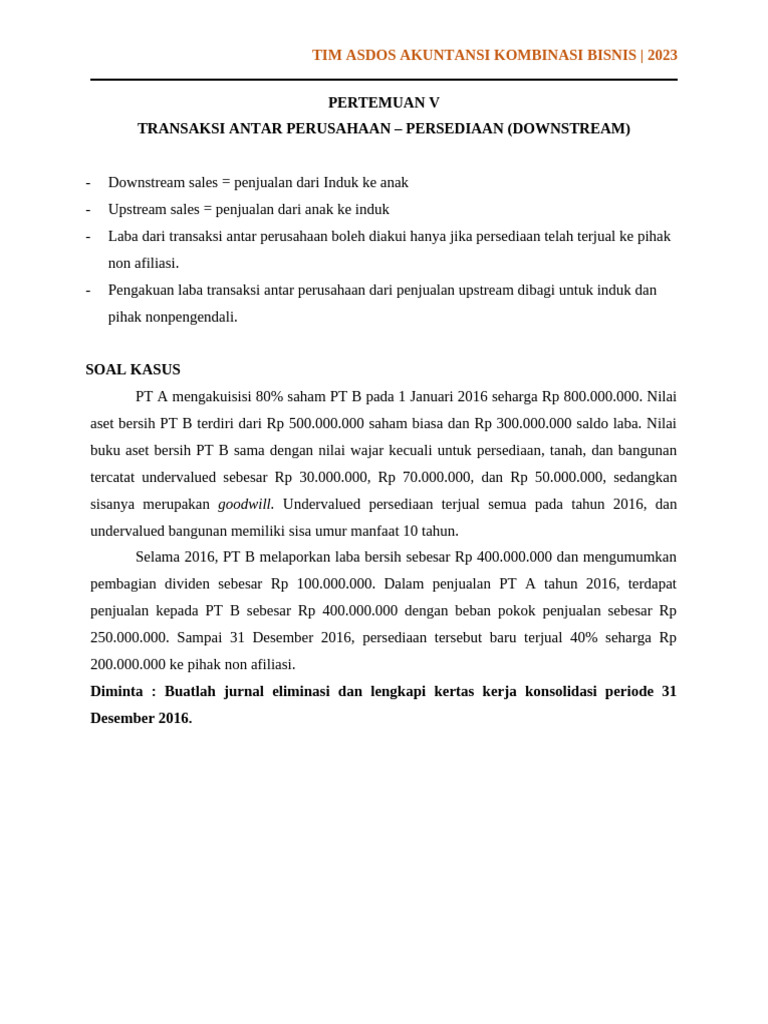 Modul Chapter 05 - Transaksi Antar Perusahaan - Persediaan (Downstream) | PDF