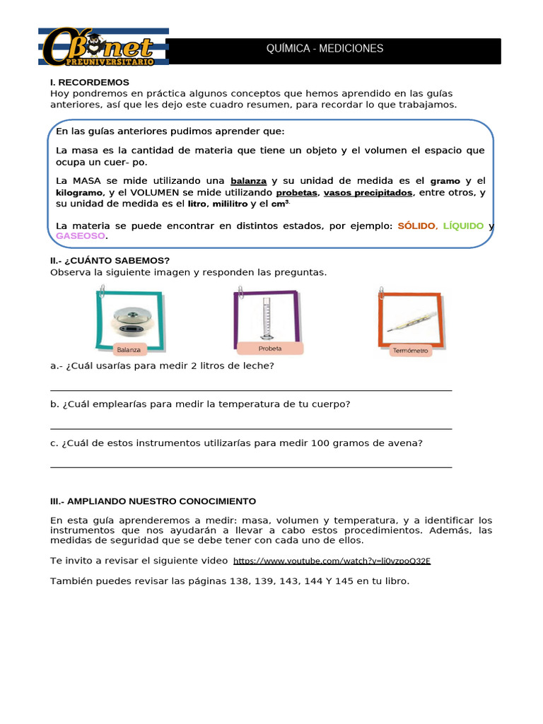 Medición de La Materia | PDF | Volumen | Termómetro
