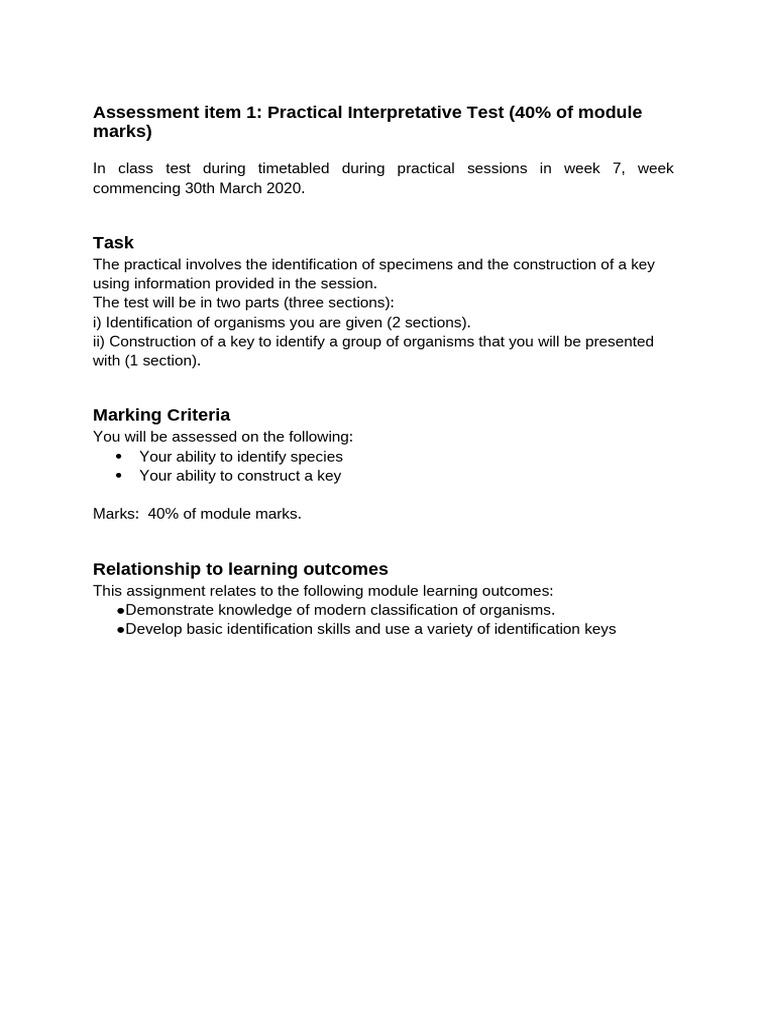Assessment Brief For Assignment 1 | PDF