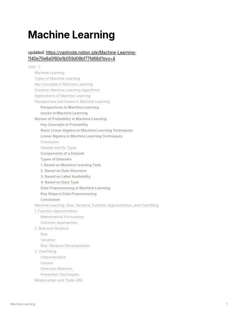ML 7th Sem AIML ITE Notes Complete LONG | PDF | Machine Learning ...