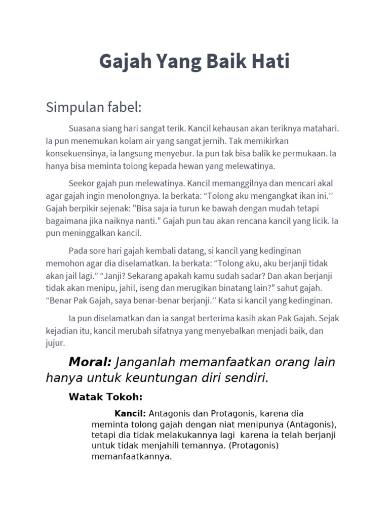 Gajah Yang Baik Hati | PDF