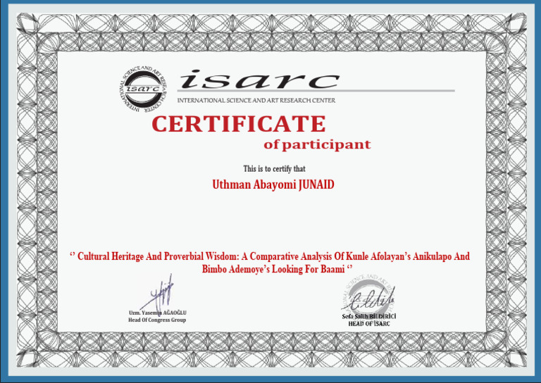 Uthman Abayomi JUNAID-ISARC | PDF