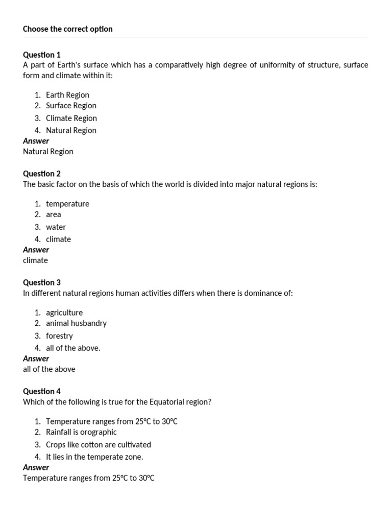 Understanding Natural Regions of the World | PDF | Temperate Climate ...