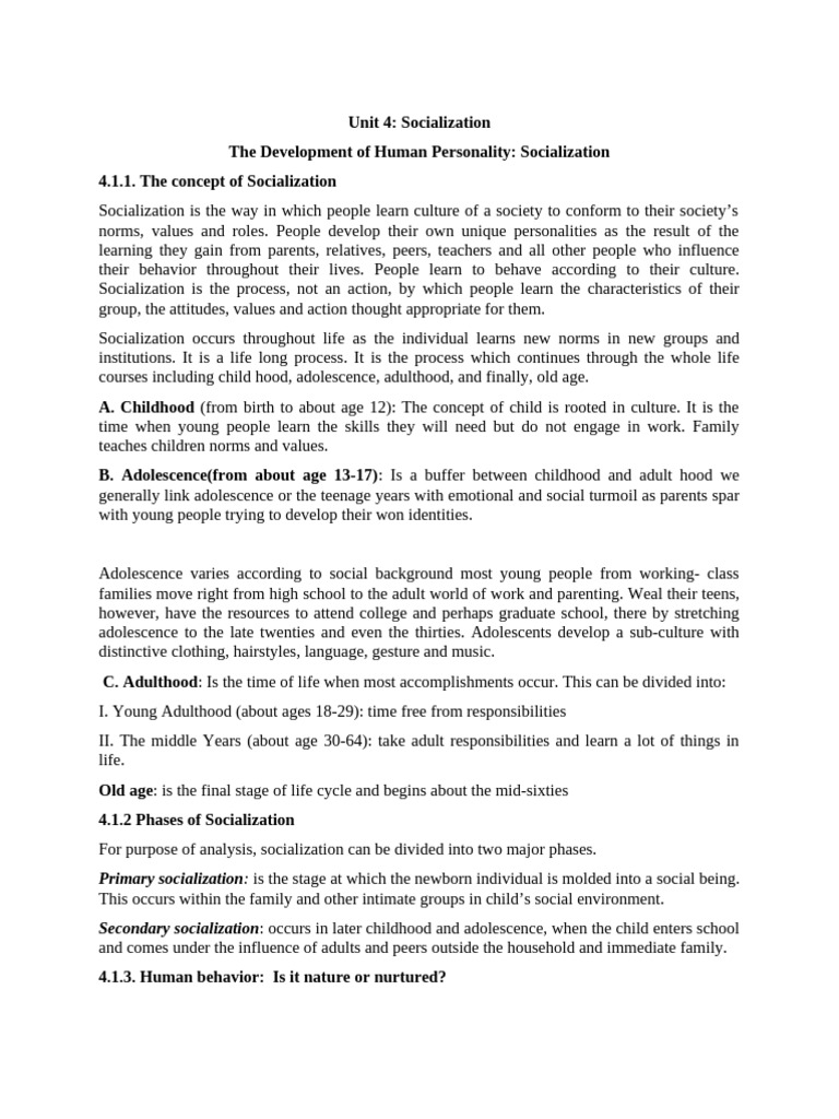 Introduction To Sociology Unit 4 | PDF | Deviance (Sociology) | Id