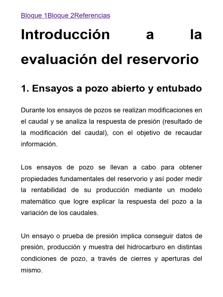 Lectura 3 - Modulo 3 Introduccion A La Evaluacion Del Reservorio. | PDF | Evaluación | Agua
