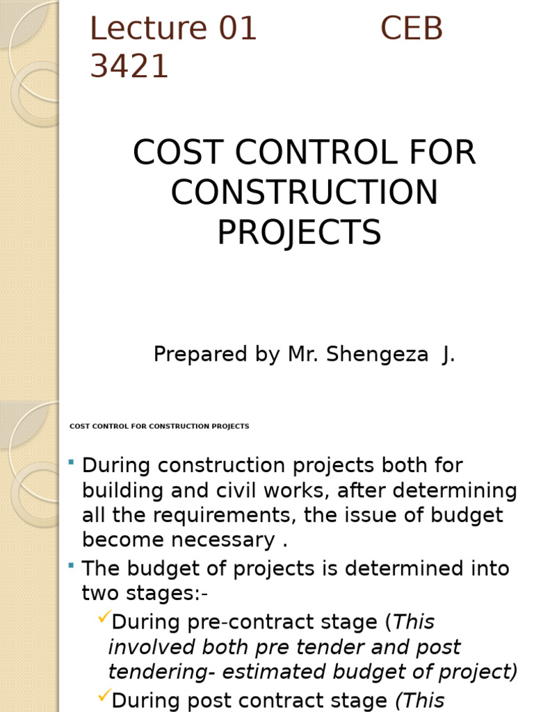 Post-Contract Cost Control in Construction | PDF | Economies | Business