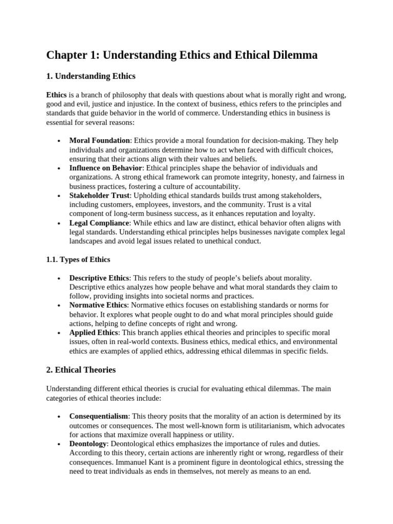 Chapter 1 Business Ethics (BBA03) | PDF | Morality | Virtue Ethics