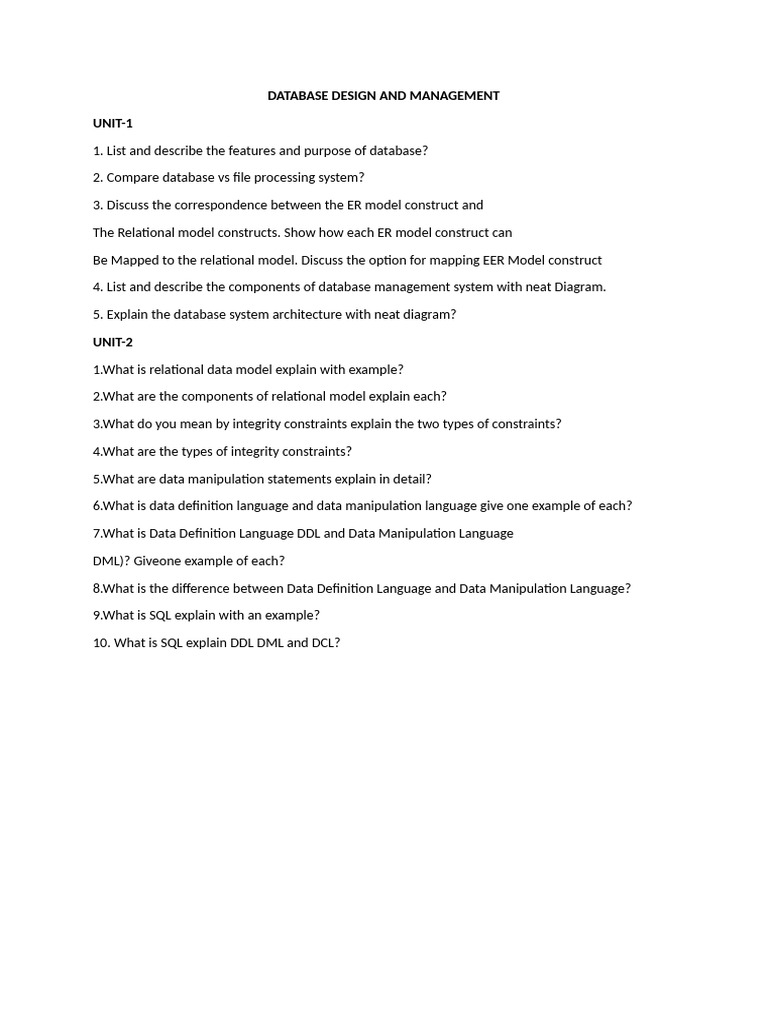 DDM Important Questions | PDF