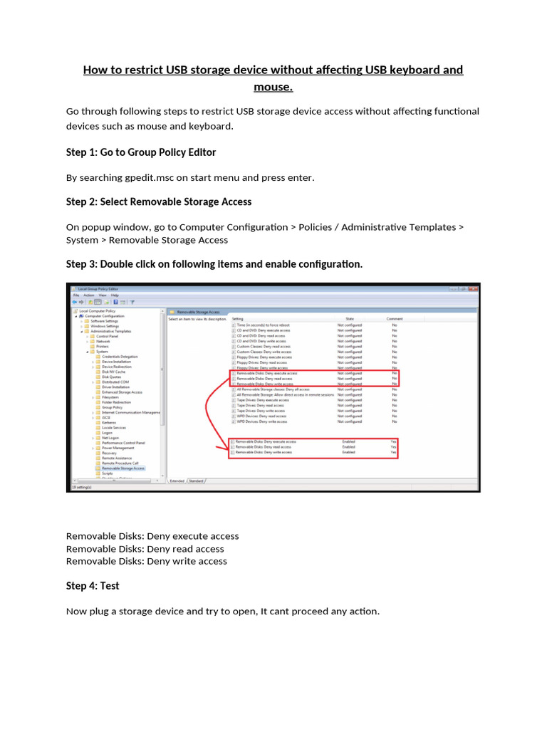Restrict USB Storage Device | PDF