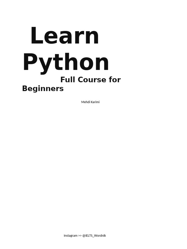 Learn Python By Mehdi Karimi Pdf Parameter Computer Programming 1738