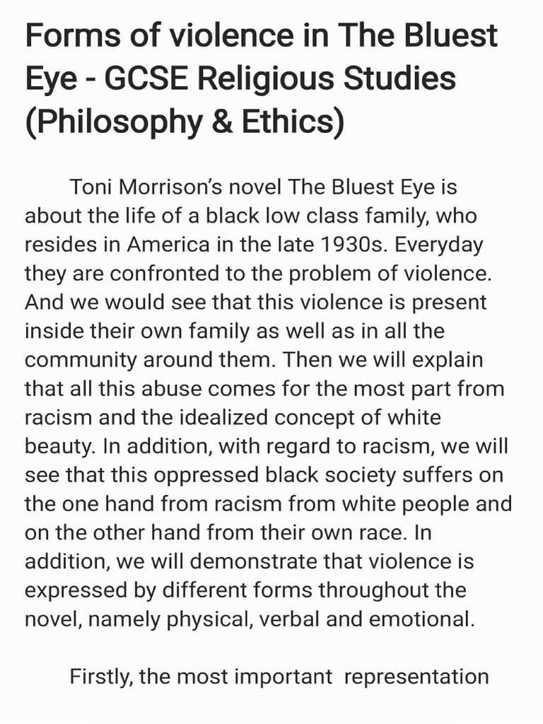 Forms of Violence in Bluets Eyes | PDF