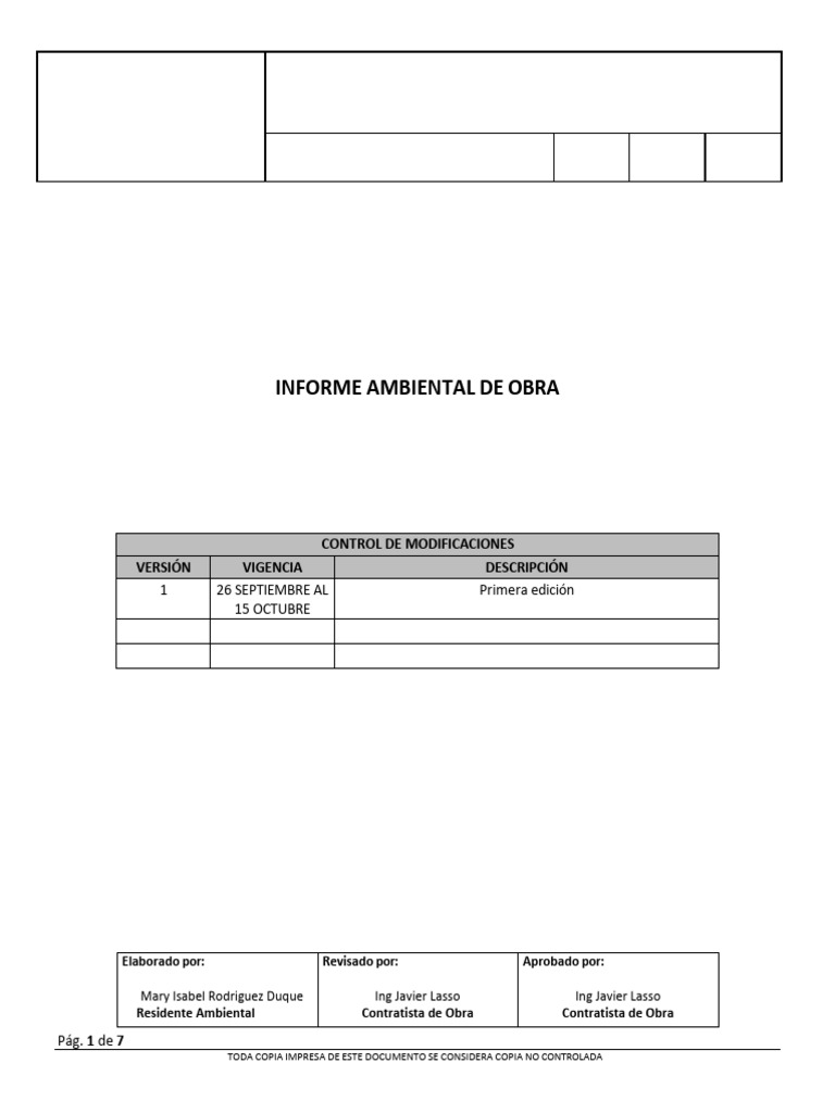 Informe Ambiental | PDF
