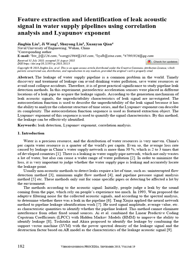 Feature extraction and identification of leak acoustic | PDF | Turbulence | Leak