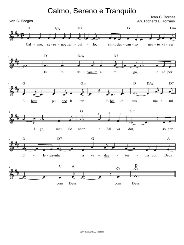 Partitura Calmo, Sereno e Tranquilo | PDF