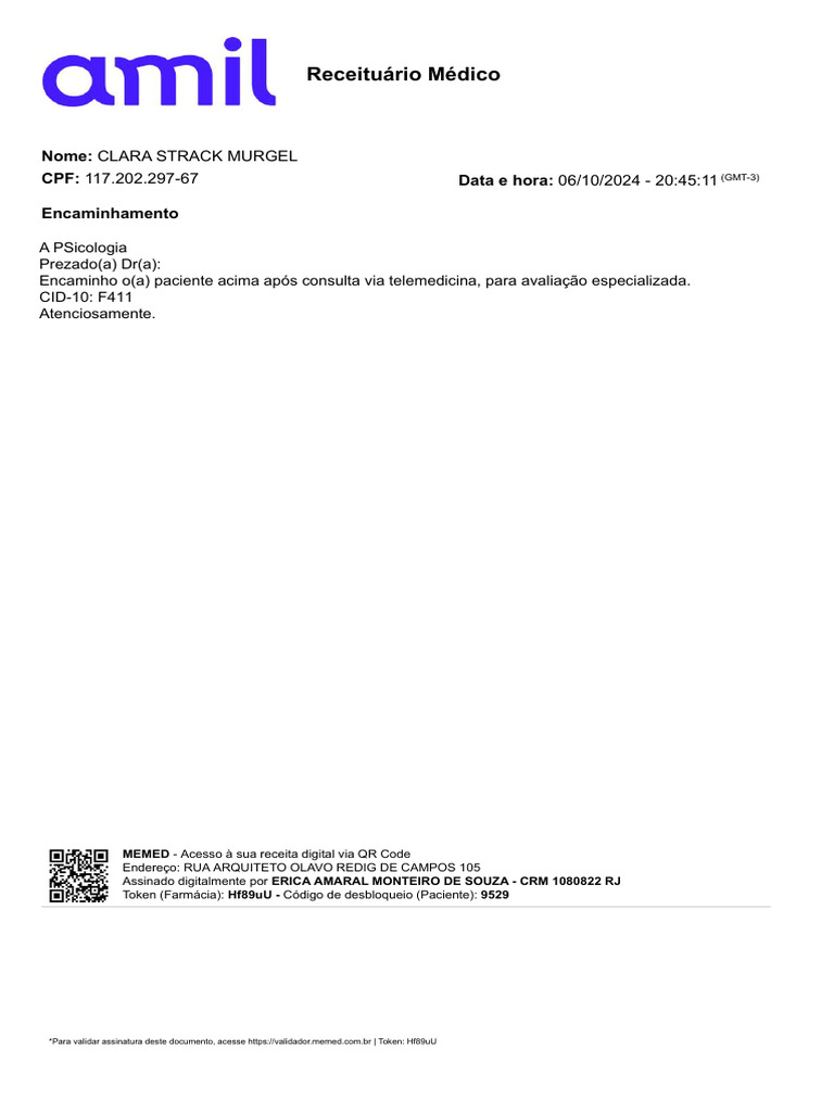 Encaminhamento Clara Strack Murgel - Psicologia | PDF